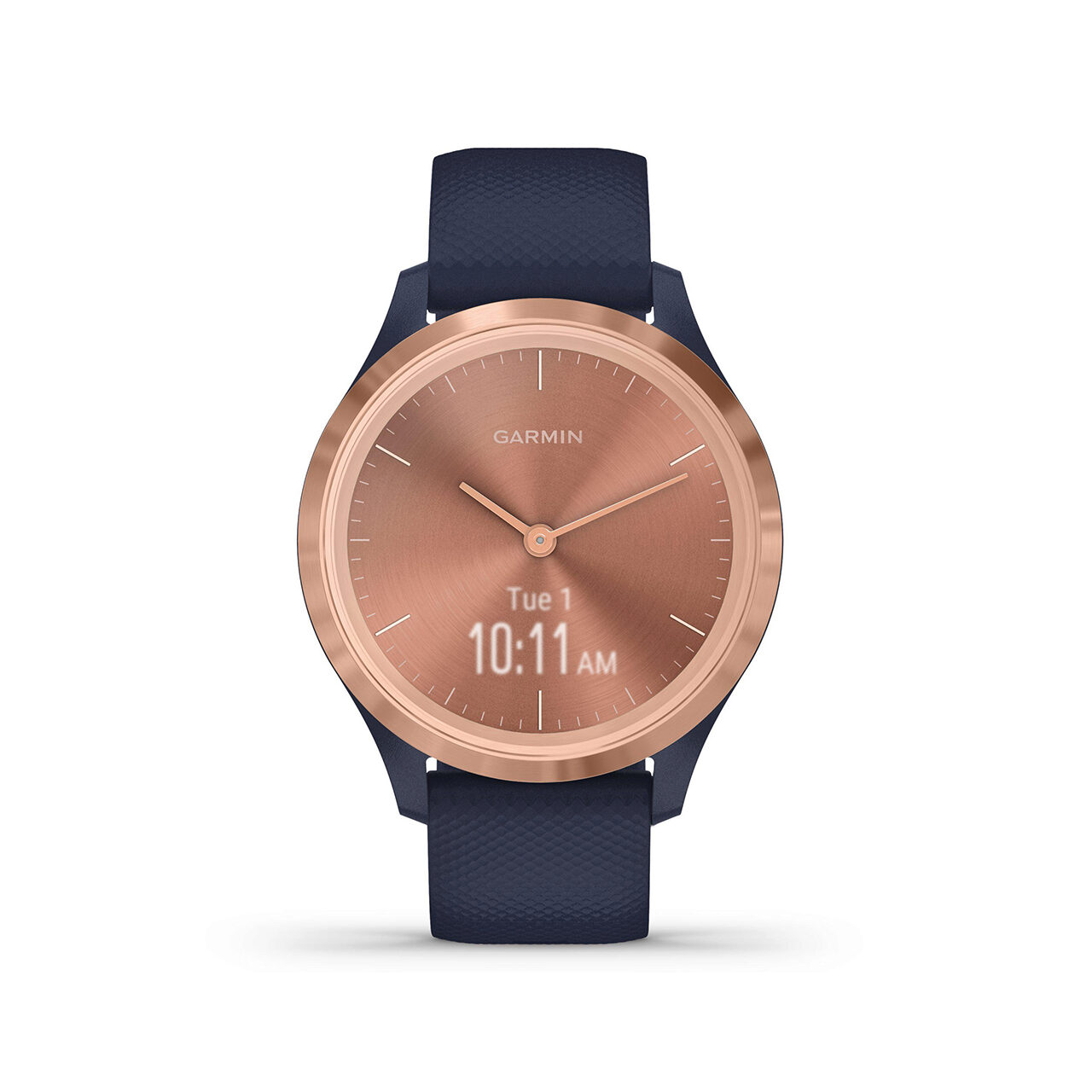 Smartwatch Garmin Vivomove 3S Gold, Silicone Navy Blue (carcasa din ...