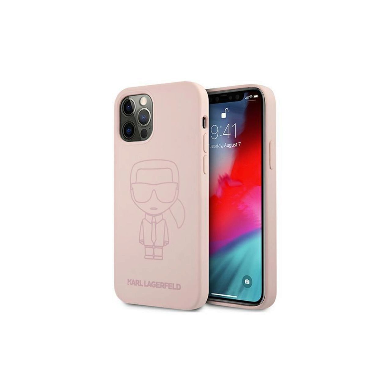 Husa iPhone 12 Pro Max Karl Lagerfeld Silicon Ikonik Outline Roz - ARCO B2B