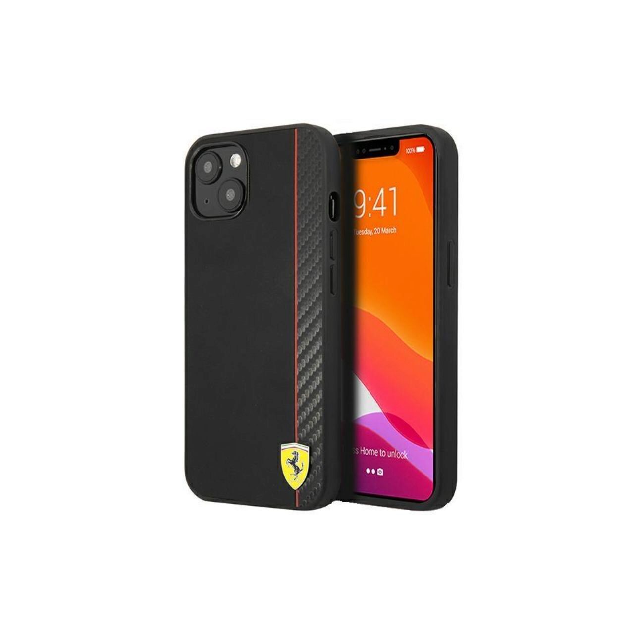 Ferrari Husa Smooth and Carbon Effect iPhone 13 Negru - ARCO B2B